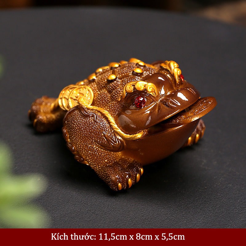 Phụ kiện trang trí taplo oto Cóc Thiềm Thừ phong thủy đổi màu